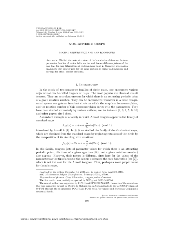 (PDF) Non-generic cusps