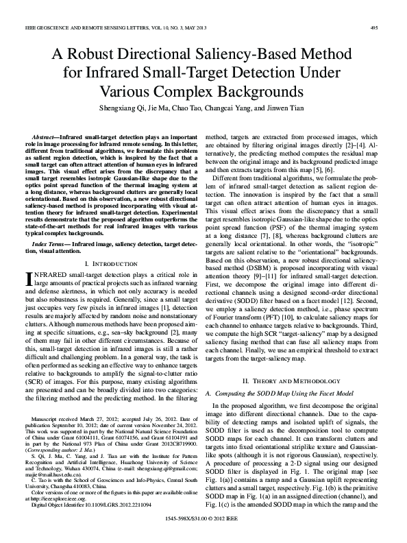 (PDF) A Robust Directional Saliency-Based Method for Infrared Small-Target Detection Under ...