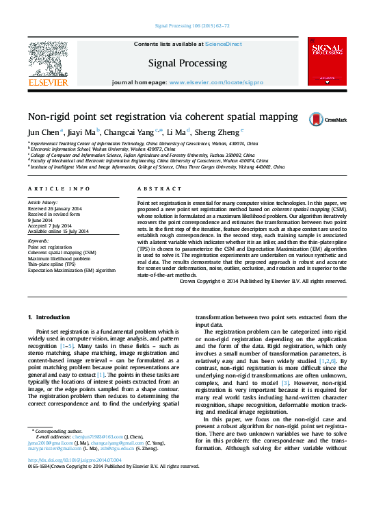 (PDF) Non-rigid point set registration via coherent spatial mapping