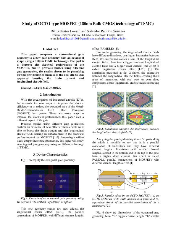 (PDF) Study of OCTO type MOSFET (180nm Bulk CMOS technology of TSMC)