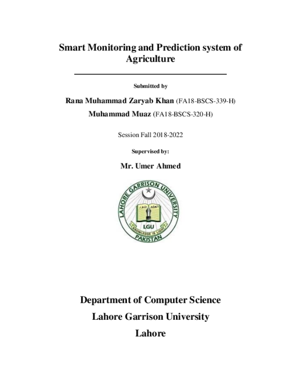 (PDF) Smart Monitoring and Prediction system of Agriculture