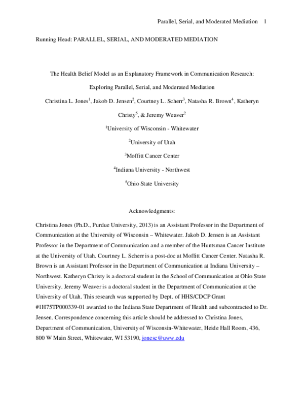 (PDF) Parallel , Serial , and Moderated Mediation