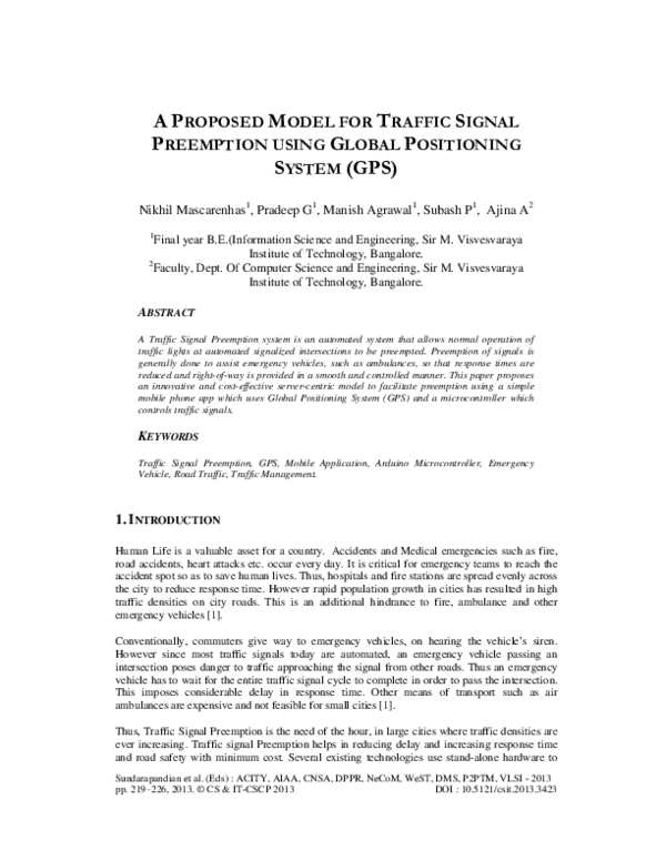 (PDF) A Proposed Model for Traffic Signal Preemption Using Global ...