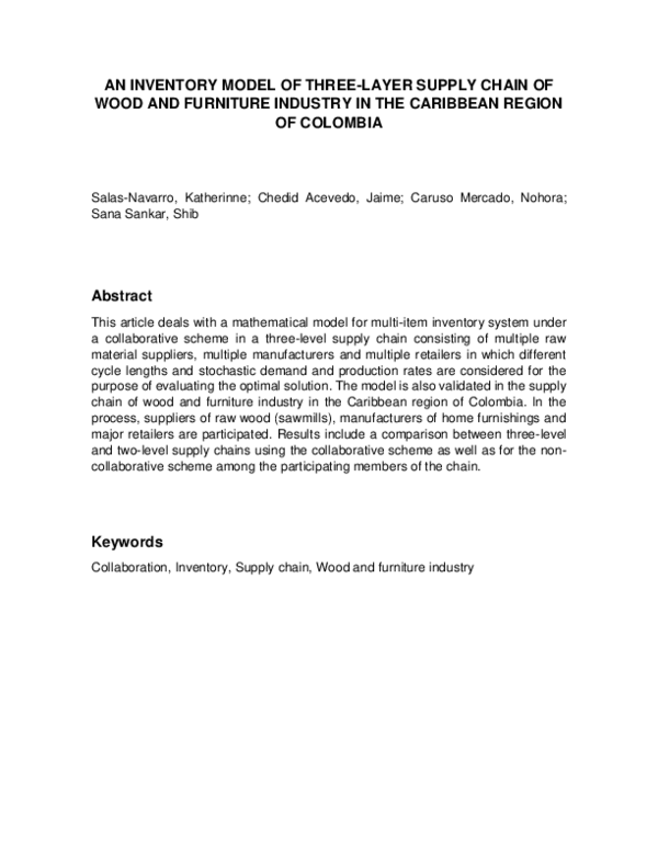 Pdf An Inventory Model Of Three Layer Supply Chain Of Wood And Furniture Industry In The