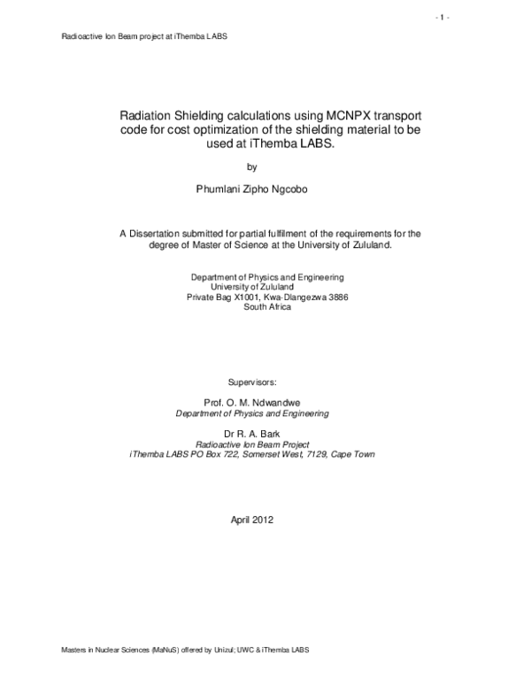 (PDF) Radiation Shielding calculations using MCNPX transport code for ...