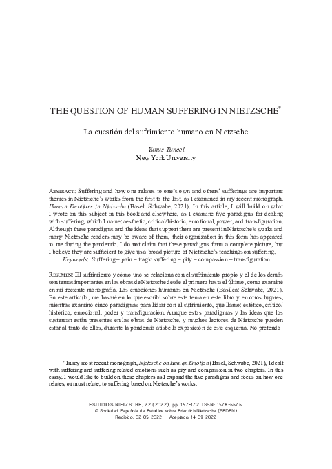 (PDF) The Question of Human Suffering in Nietzsche