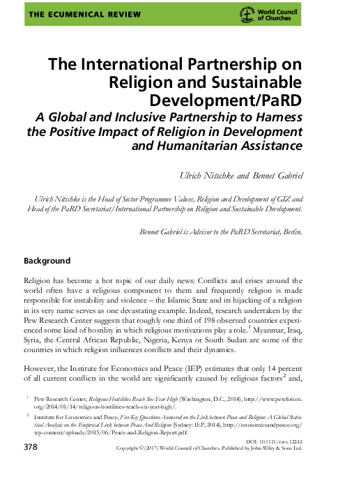 (PDF) The International Partnership on Religion and Sustainable ...