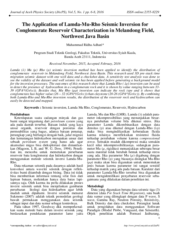 (PDF) The Application of Lamda-Mu-Rho Seismic Inversion for ...