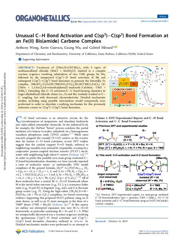 (PDF) Unusual C–H Bond Activation and C(sp3)–C(sp3) Bond Formation at ...