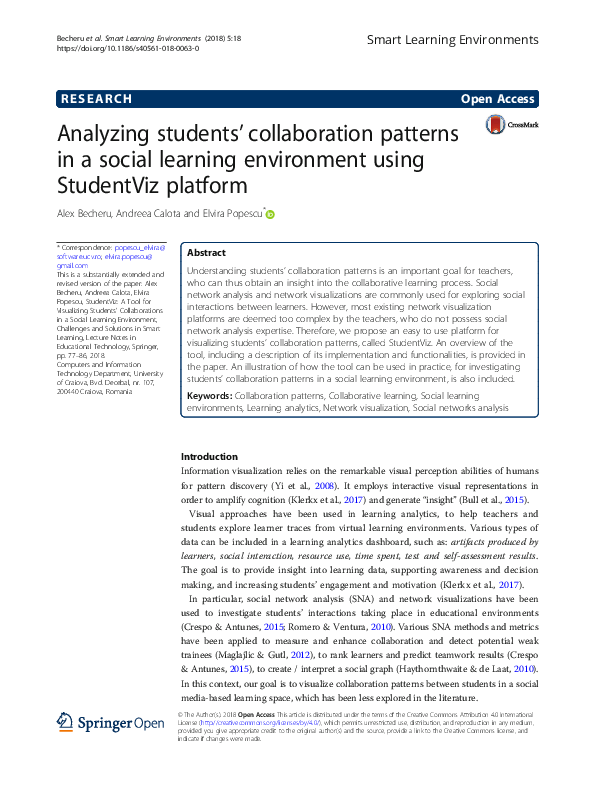 (PDF) Analyzing students’ collaboration patterns in a social learning ...