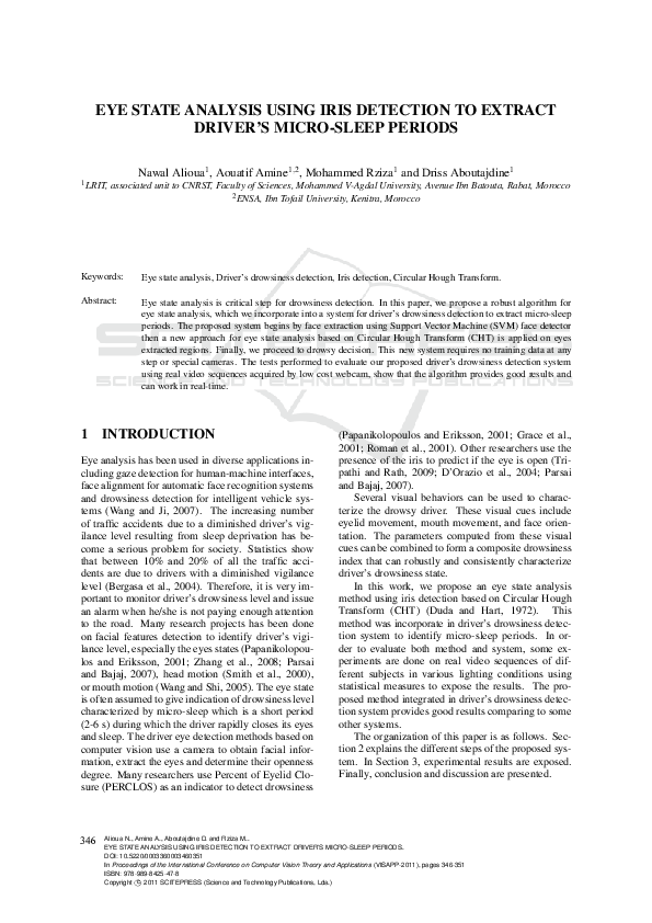 (PDF) Eye State Analysis using Iris Detection to Extract Driver's Micro ...