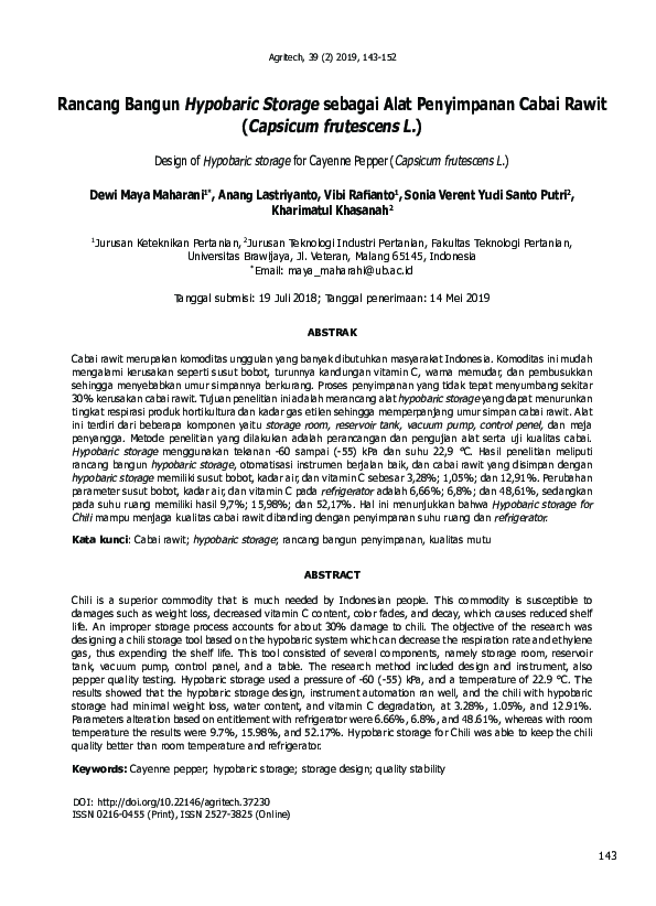 (PDF) Rancang Bangun Hypobaric storage Sebagai Alat Penyimpanan Cabai ...