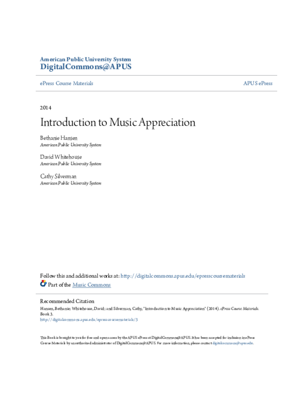 (PDF) Introduction to Music Appreciation