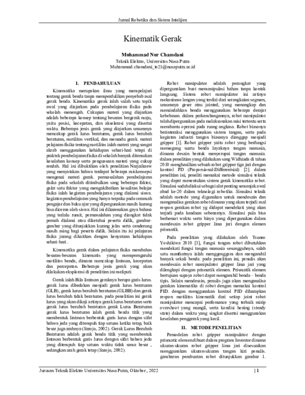 (PDF) Kinematik Gerak