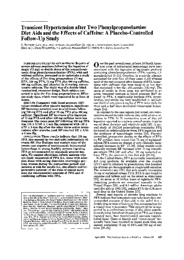 (PDF) Transient hypertension after two phenylpropanolamine diet aids ...