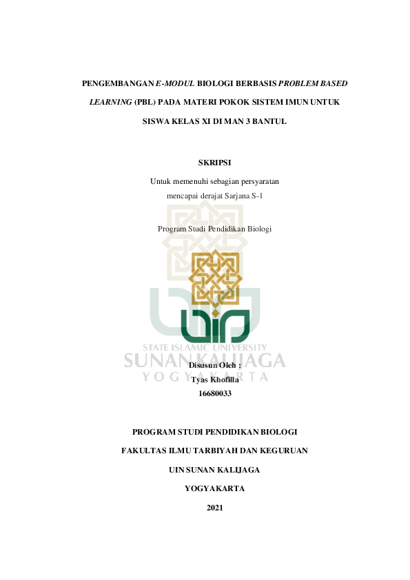 (PDF) Pengembangan E-Modul Biologi Berbasis Problem Based Learning (PBL) Pada Materi Pokok ...