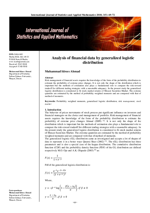(PDF) Analysis of financial data by generalized logistic distribution