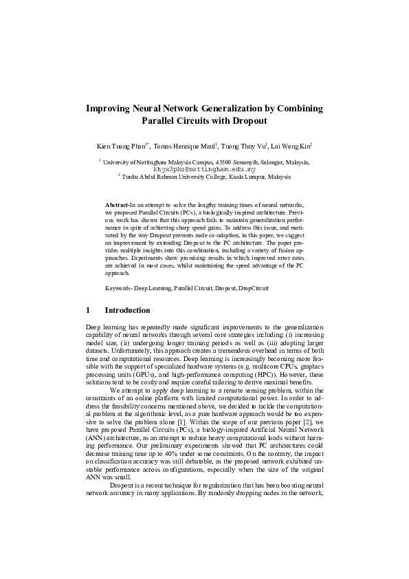 (PDF) Improving Neural Network Generalization by Combining Parallel ...