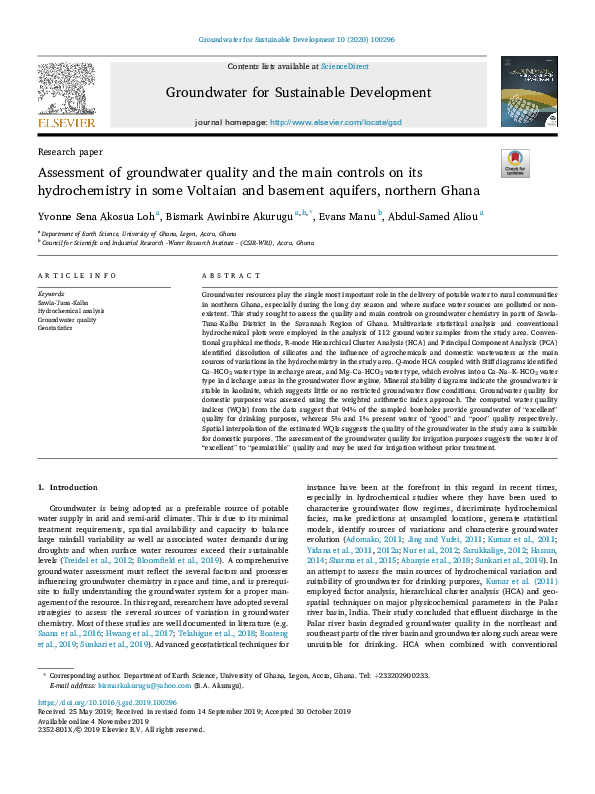 (PDF) Assessment of groundwater quality and the main controls on its ...