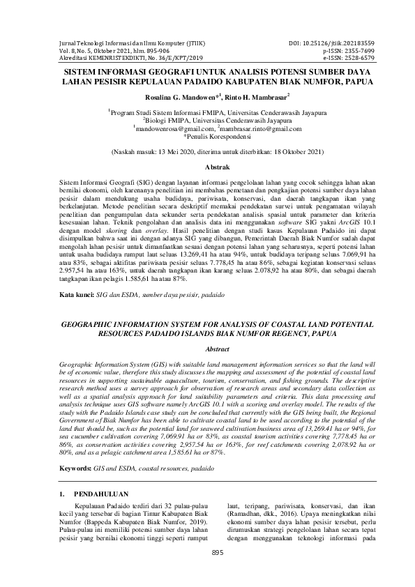 (PDF) Sistem Informasi Geografi untuk Analisis Potensi Sumber Daya ...