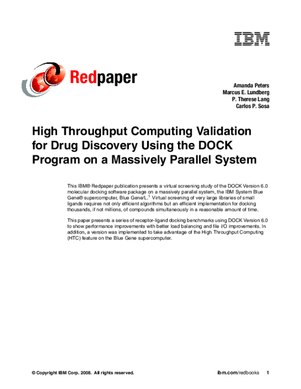 Pdf High Throughput Computing Validation For Drug Discovery Using The Dock Program On A 4766