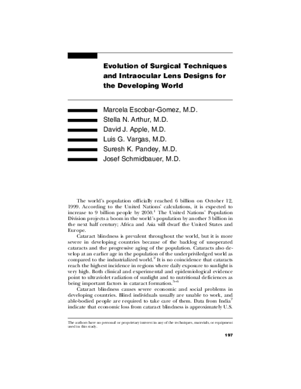 (PDF) Evolution of Surgical Techniques and Intraocular Lens Designs for ...