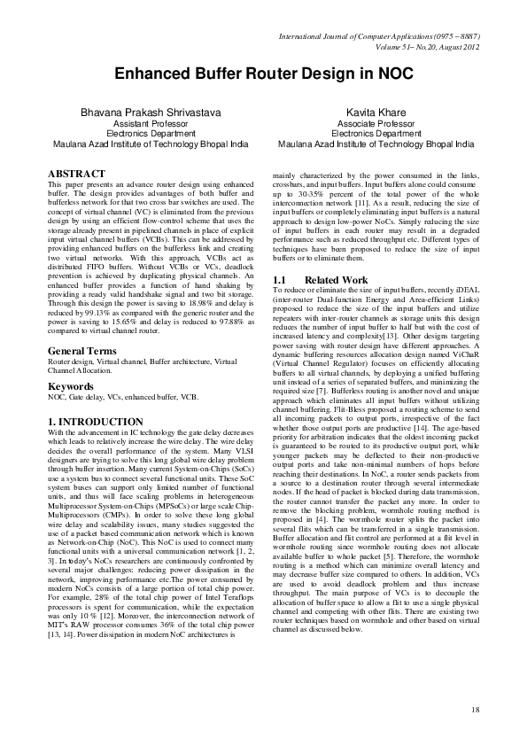 Pdf Enhanced Buffer Router Design In Noc 