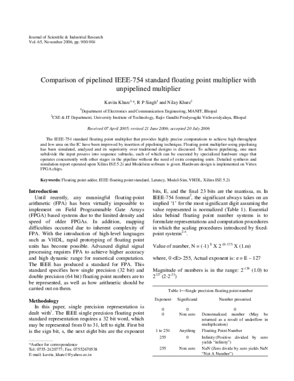 Pdf Comparison Of Pipelined Ieee754 Standard Floating Point Adder With Unpipelined Adder 6456