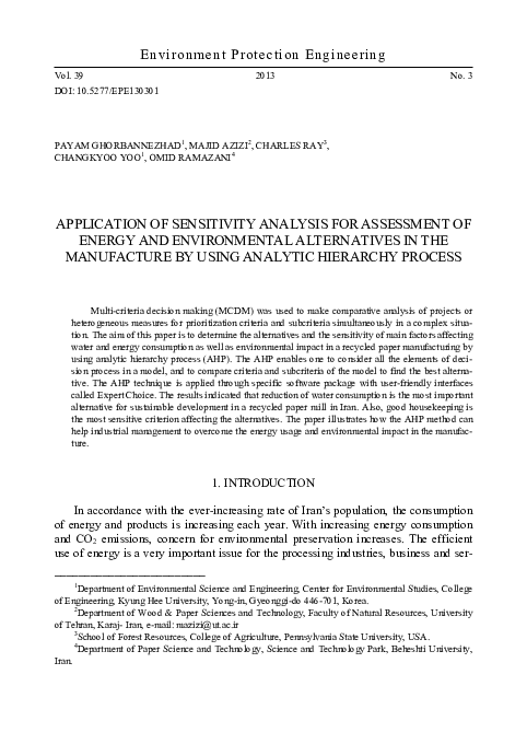 (PDF) Sensitivity Analysis in the Analytic Hierarchy Process