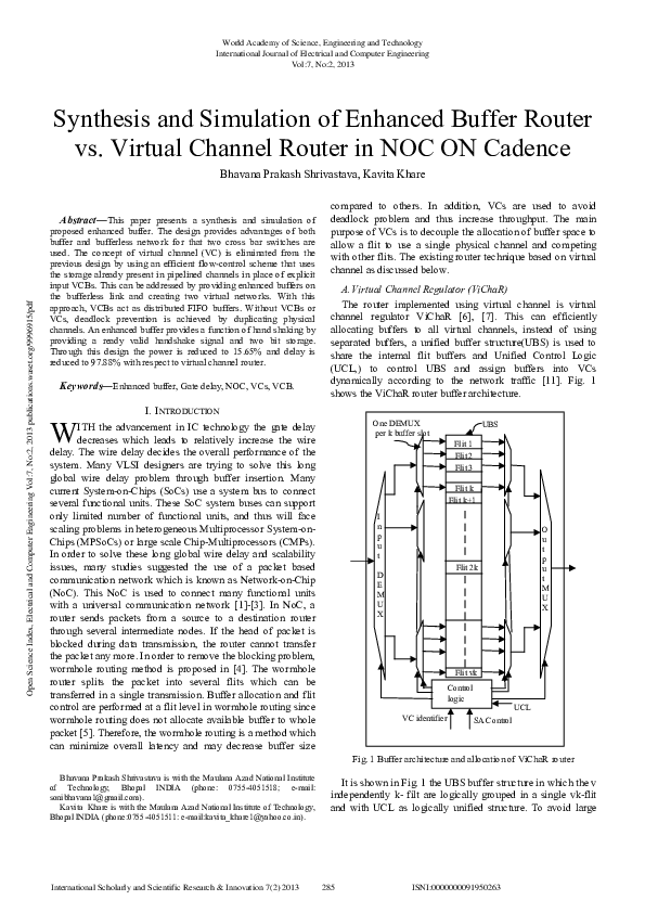 Pdf Synthesis And Simulation Of Enhanced Buffer Router Vs Virtual