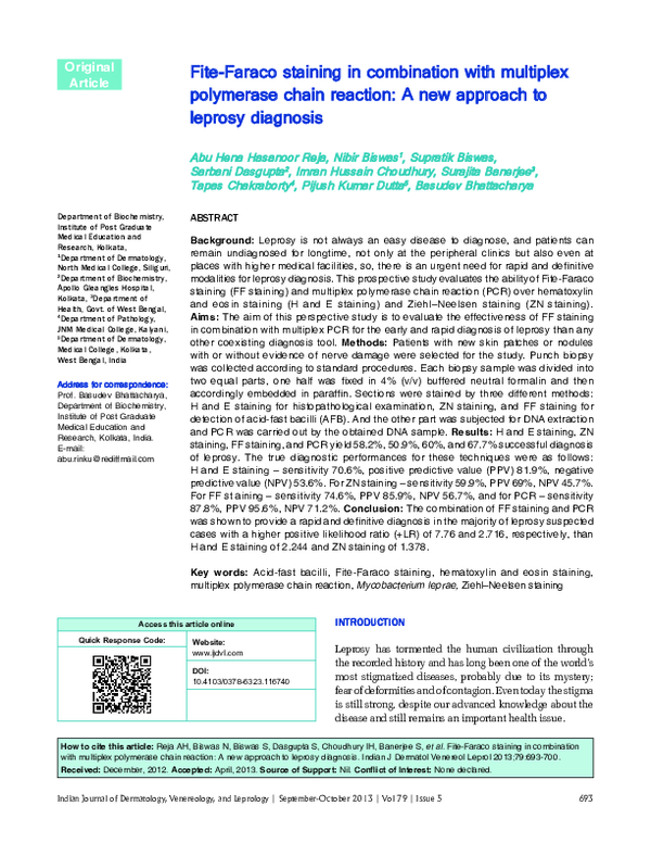 (PDF) Fite-Faraco staining in combination with multiplex polymerase ...