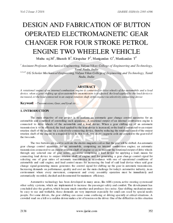 (PDF) Design And Fabrication Of Button Operated Electromagnetic Gear ...