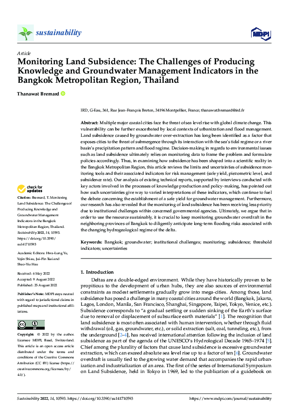 (PDF) Monitoring Land Subsidence: The Challenges of Producing Knowledge ...