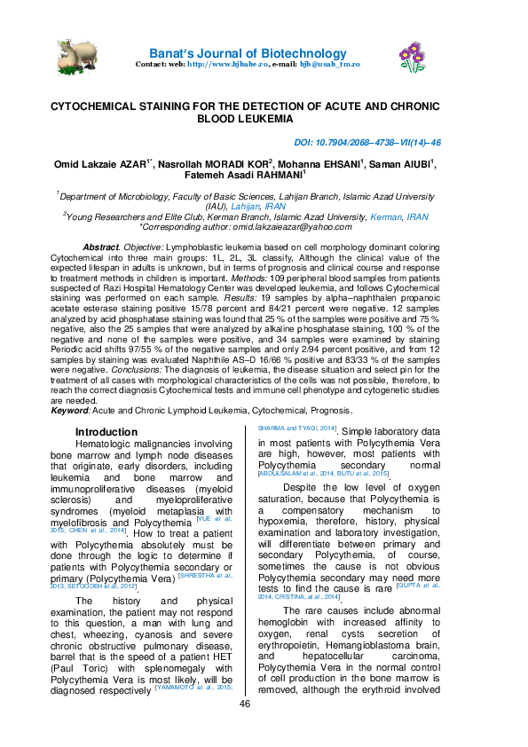 (PDF) Cytochemical Staining for the Detection of Acute and Chronic ...
