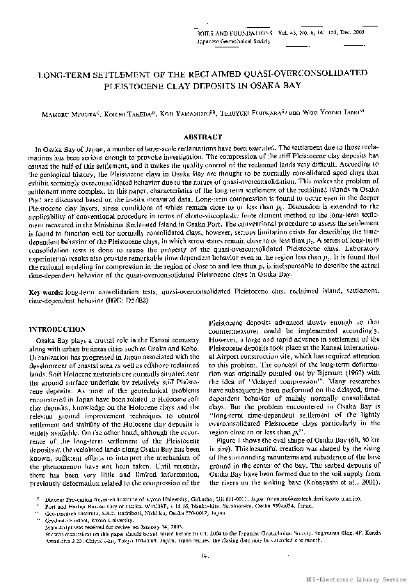 (PDF) Long-Term Settlement of the Reclaimed Quasi-Overconsolidated ...