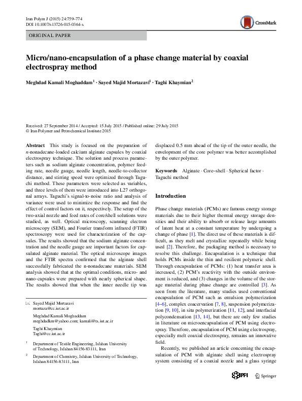 (PDF) Micro/nano-encapsulation of a phase change material by coaxial ...