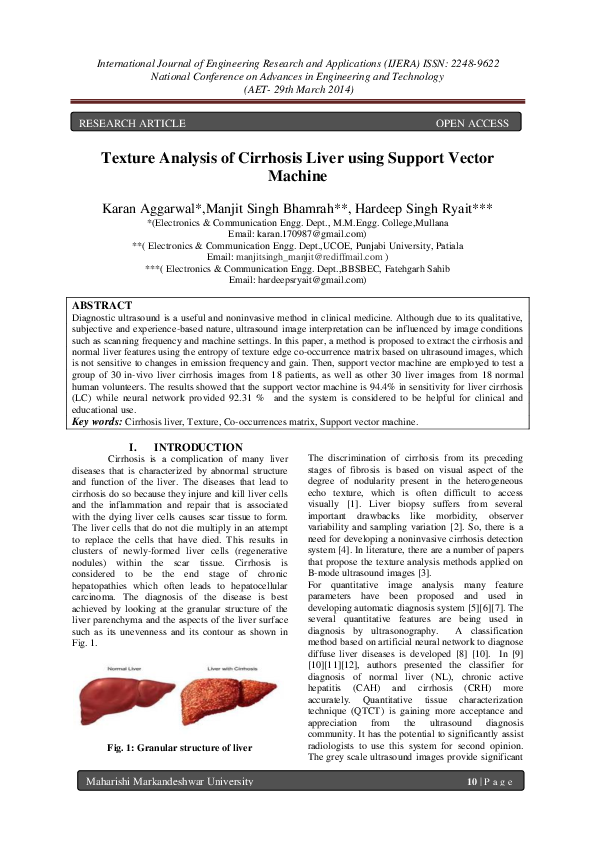 Texture Analysis of Cirrhosis Liver using Support Vector Machine