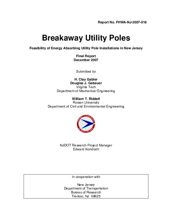 (PDF) Breakaway Utility Poles: Feasibility of Energy Absorbing Utility ...