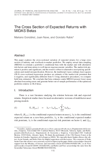 (PDF) The Cross Section of Expected Returns with MIDAS Betas