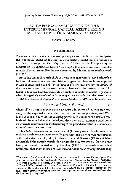 (PDF) An Empirical Evaluation of the Intertemporal Capital Asset ...