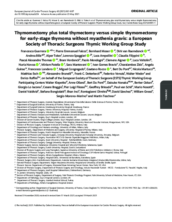 (PDF) Thymomectomy plus total thymectomy versus simple thymomectomy for ...