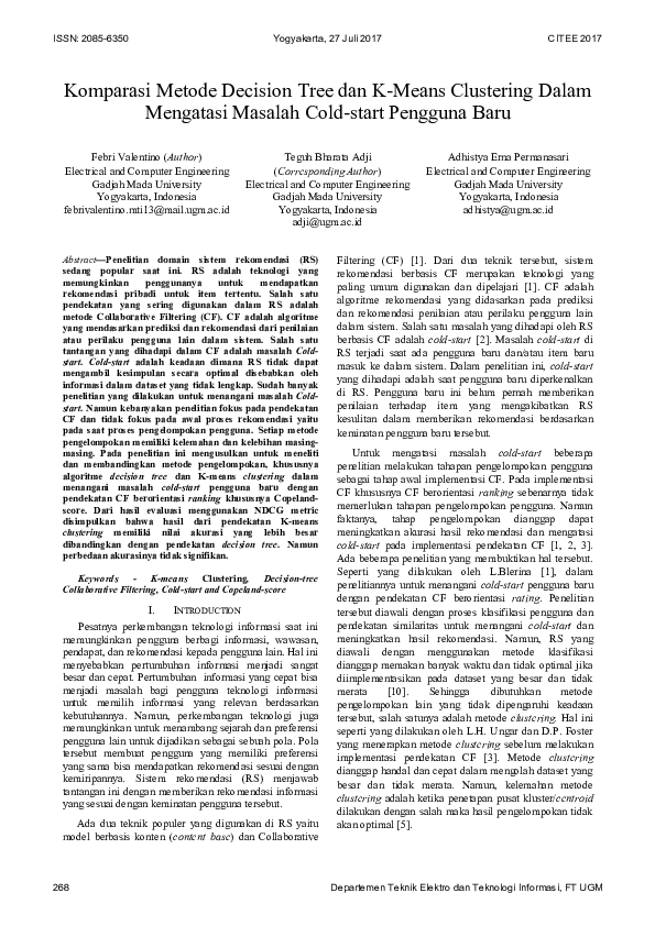 (PDF) Komparasi Metode Decision Tree dan K-Means Clustering Dalam