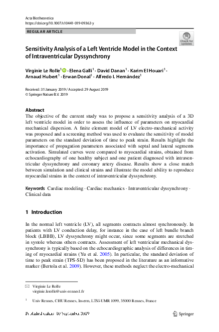 (PDF) Sensitivity Analysis of a Left Ventricle Model in the Context of Intraventricular Dyssynchrony