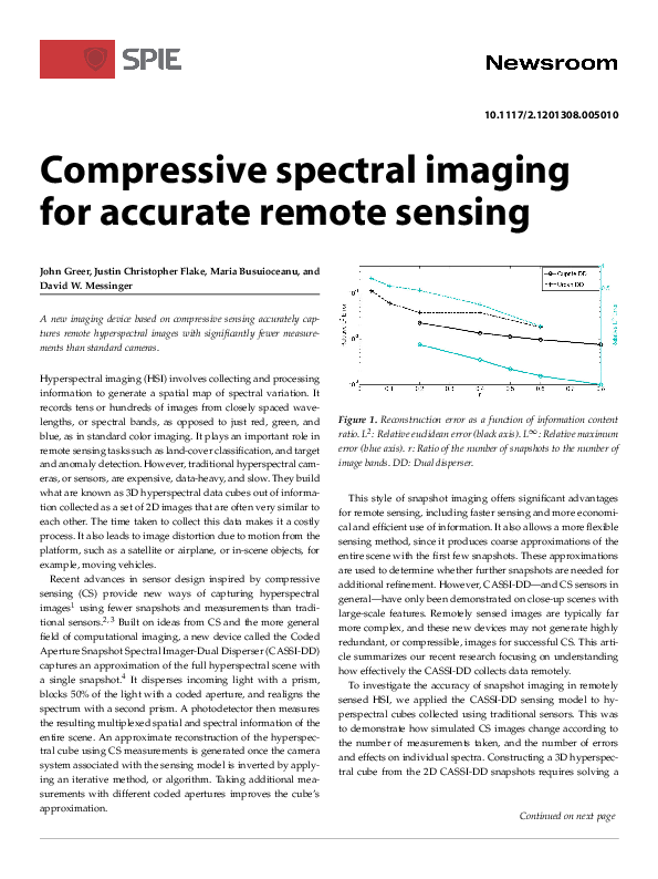 (PDF) Compressive spectral imaging for accurate remote sensing