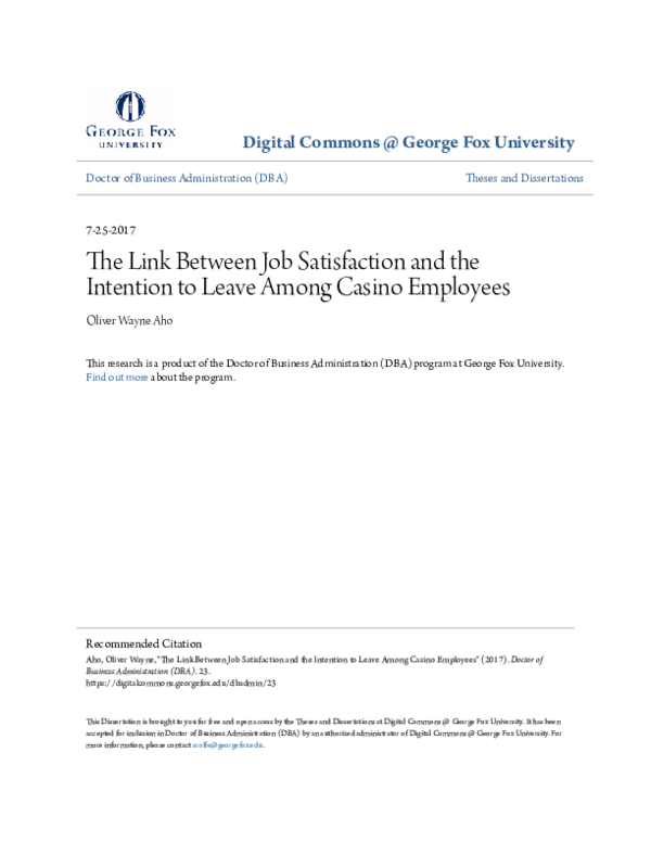 (PDF) The Link Between Job Satisfaction and the Intention to Leave ...