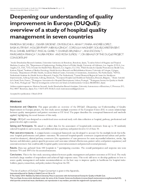 (PDF) Deepening our understanding of quality improvement in Europe ...