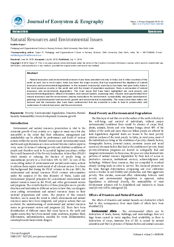 (PDF) Natural Resources and Environmental Issues