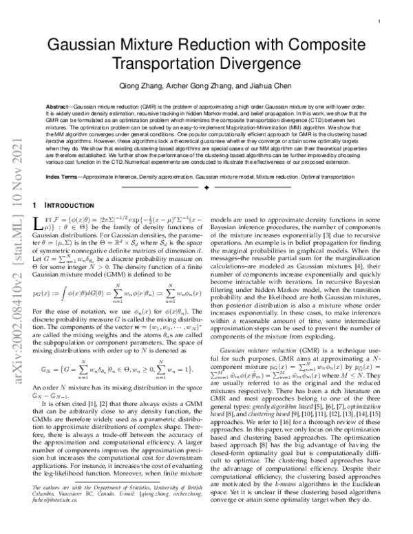 Pdf Gaussian Mixture Reduction With Composite Transportation Divergence