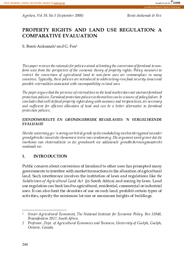 (PDF) Property Rights and Land Use Regulation: A Comparative Evaluation ...