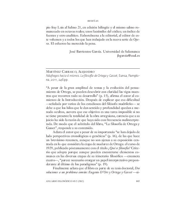 (PDF) MARTÍNEZ CARRASCO, ALEJANDRO Náufragos hacia sí mismos. La ...